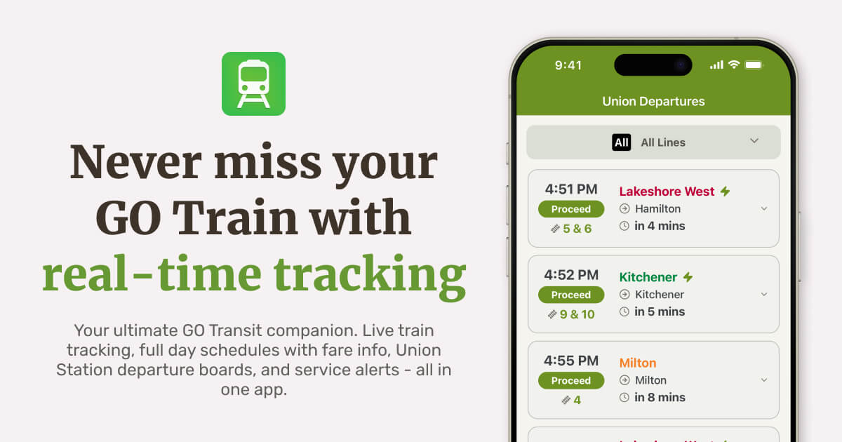 OnTime GO - GO Train Tracker App | Real-Time GO Train Status & Live Tracker